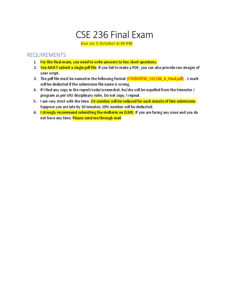 CSE 236 Final Exam: Requirements | PDF | Software Engineering ...