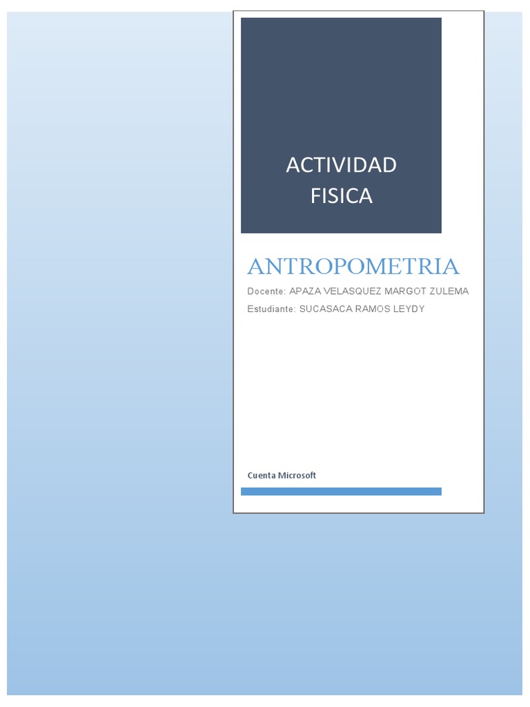 Ejercicios De Actividad Fisica Antropometria Pdf Antropometría