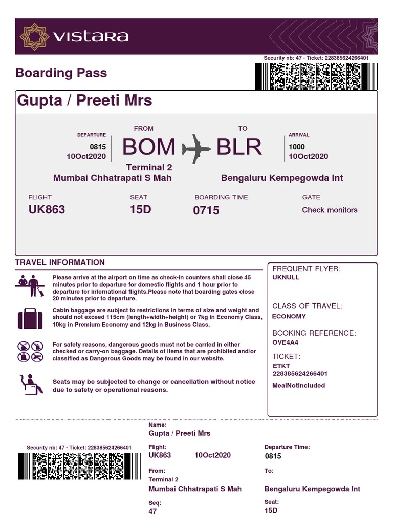 Boarding Pass | PDF | Baggage | Airlines