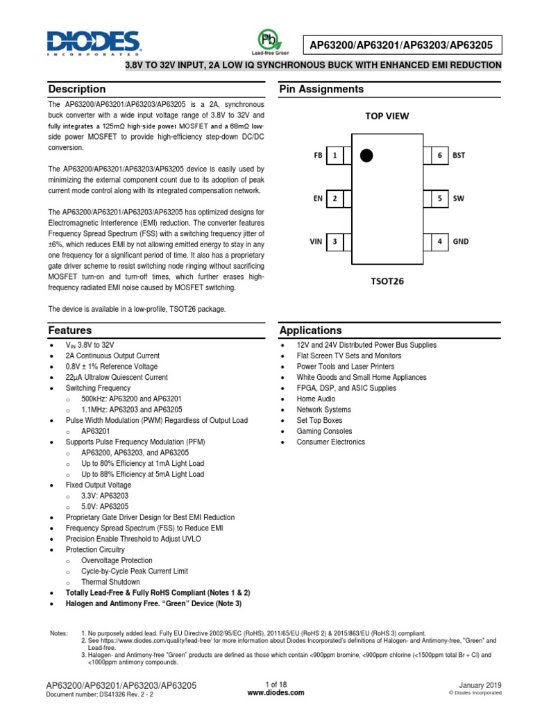 AP63200/AP63201/AP63203/AP63205: 3.8V To 32V Input, 2A Low Iq ...