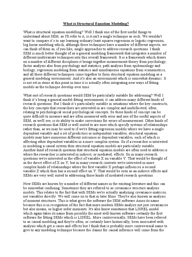 What Is Structural Equation Modeling? | PDF | Structural Equation ...