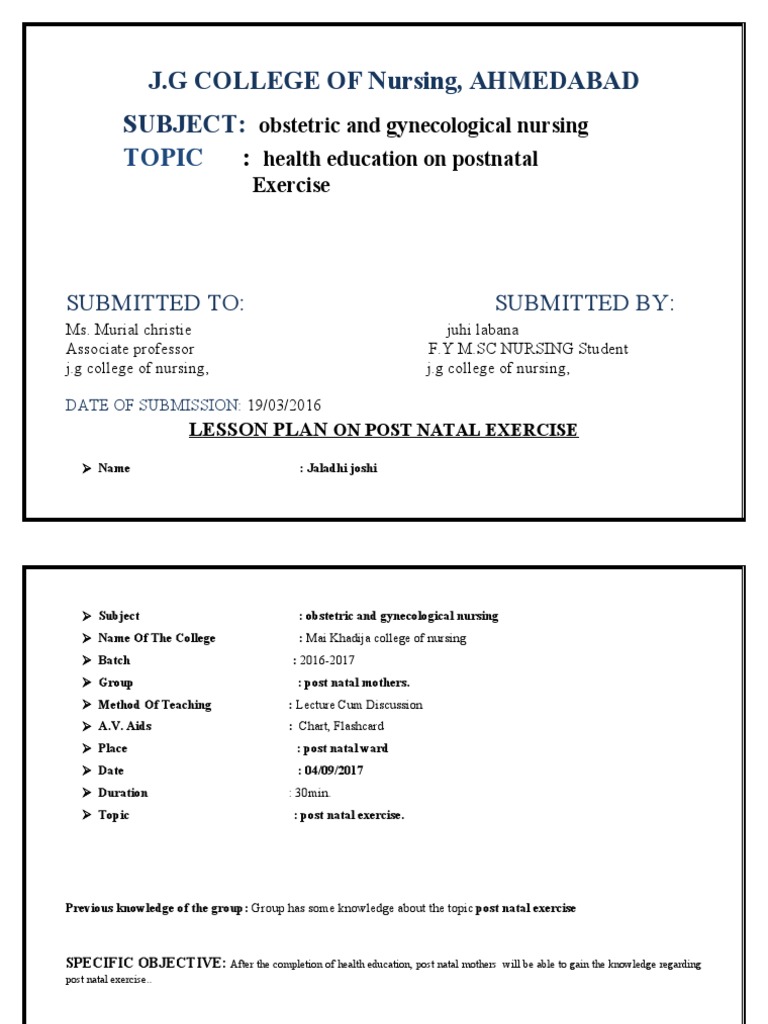 Postnatal Exercise Health Education Plan | PDF | Abdomen | Childbirth