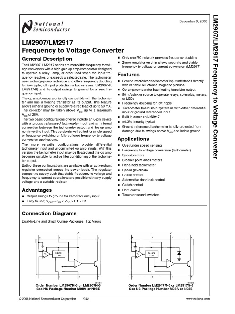 LM2907 | PDF | Operational Amplifier | Amplifier