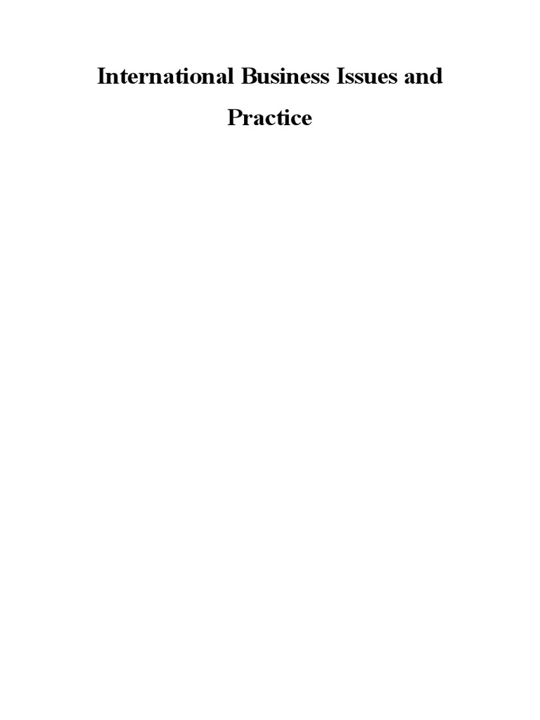 International Business Issues and Practice | PDF | Multinational ...