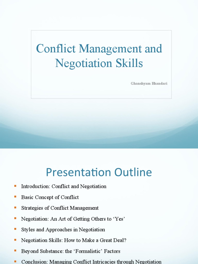 Conflict Management and Negotiation Skills | PDF | Negotiation ...