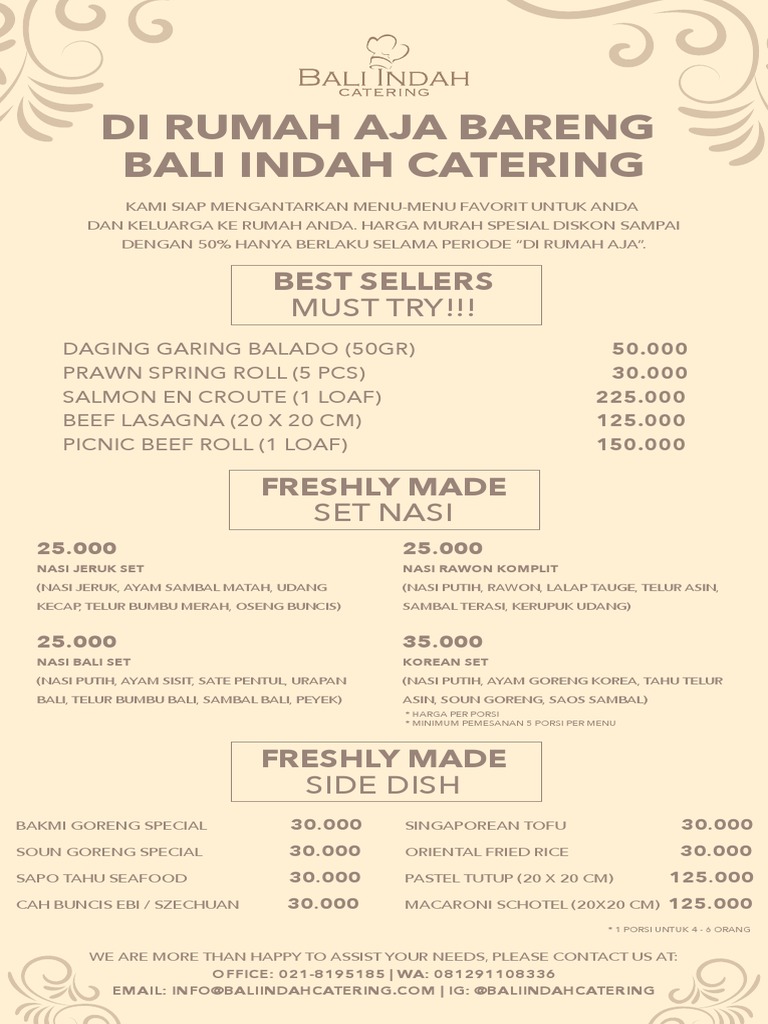 Menu Catering Bali Indah Terjangkau | PDF