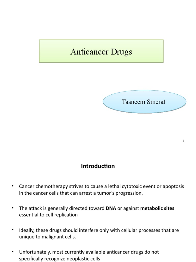 Anticancer Drugs: Chemotherapy Goals, Principles & Challenges | PDF ...