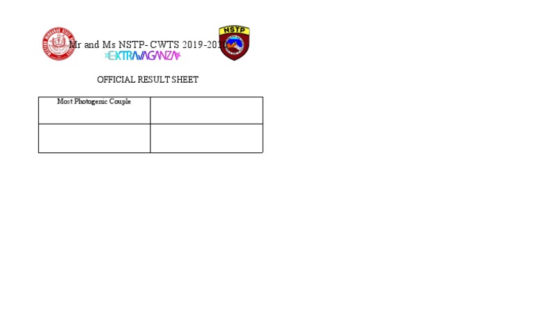 Mr. & Ms. NSTP-CWTS Result Sheet | PDF
