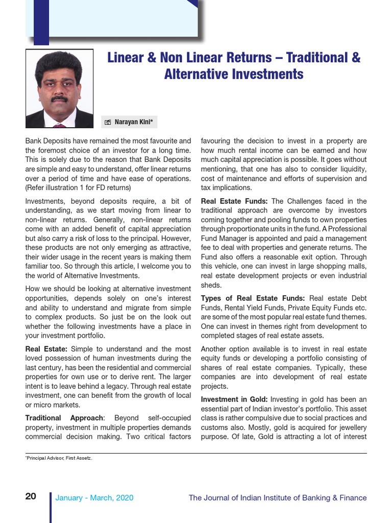 LINEAR AND NON-LINEAR RETURNS-TRADITIONAL AND ALTERNATIVE INVESTMENTS ...