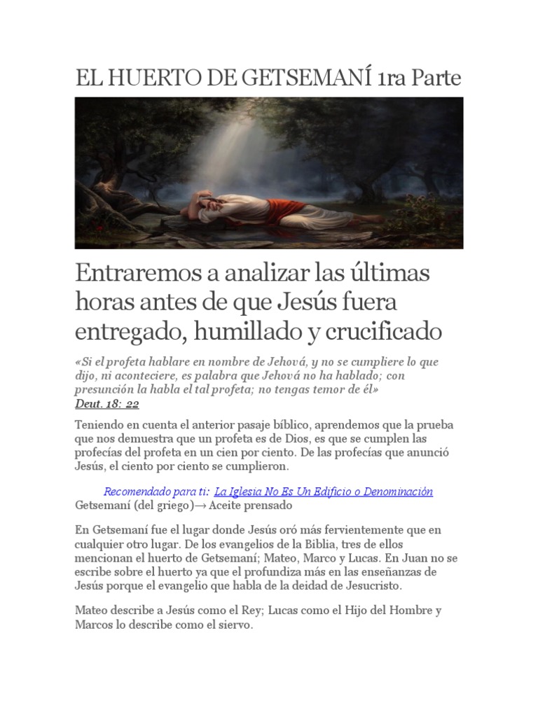 EL HUERTO DE GETSEMANÍ 1ra Parte | PDF | Profeta | Evangelios