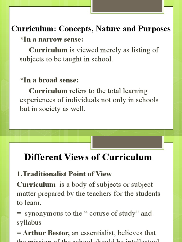 Curriculum: Concepts, Nature and Purposes: in A Narrow Sense ...