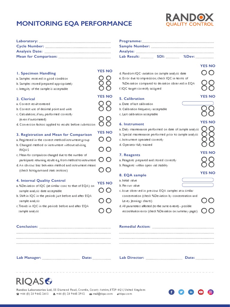 Monitoring Eqa Performance: Y N N N N N Y N | PDF | Calibration | Statistics