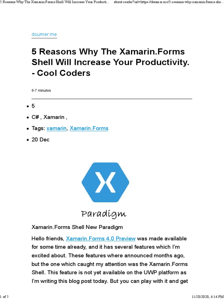 5 Reasons Why The Xamarin - Forms Shell Will Increase Your Productivity ...