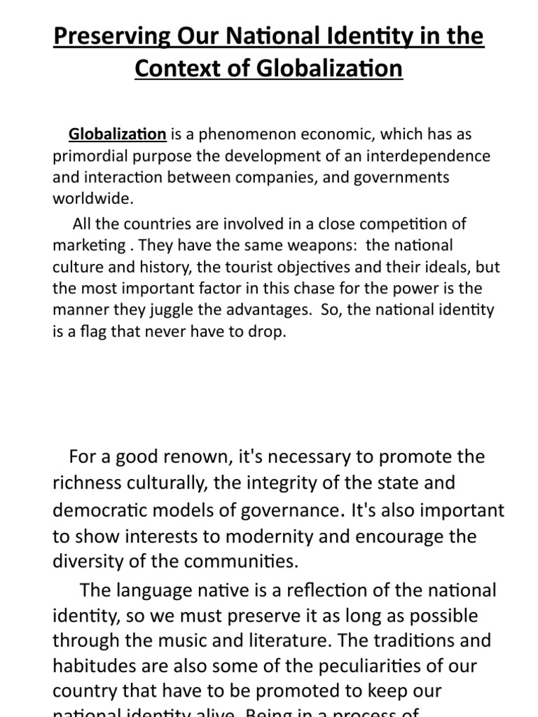 Preserving Our National Identity in The Context of | PDF