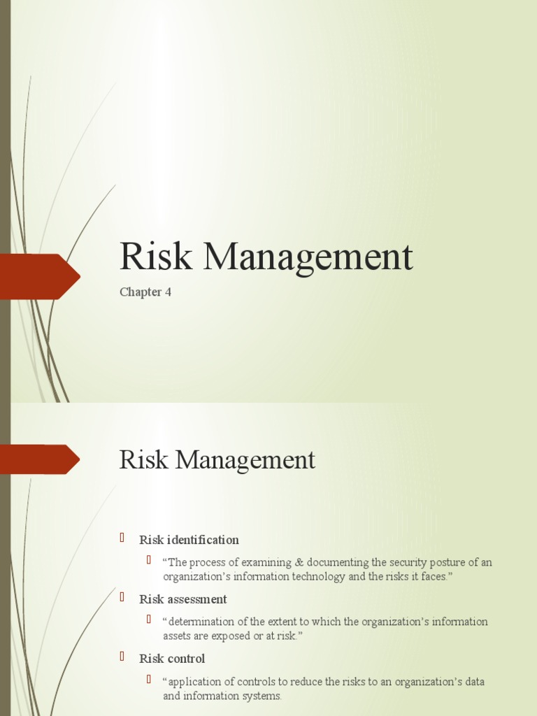 3600 Lecture4 Risk Management | PDF | Vulnerability (Computing) | Risk