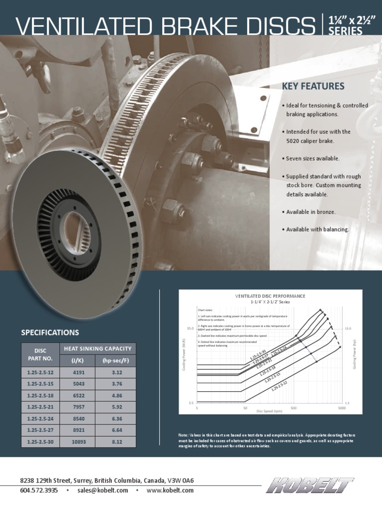 Ventilated Brake Discs: 1 " X 2 " Series | PDF | Horsepower ...