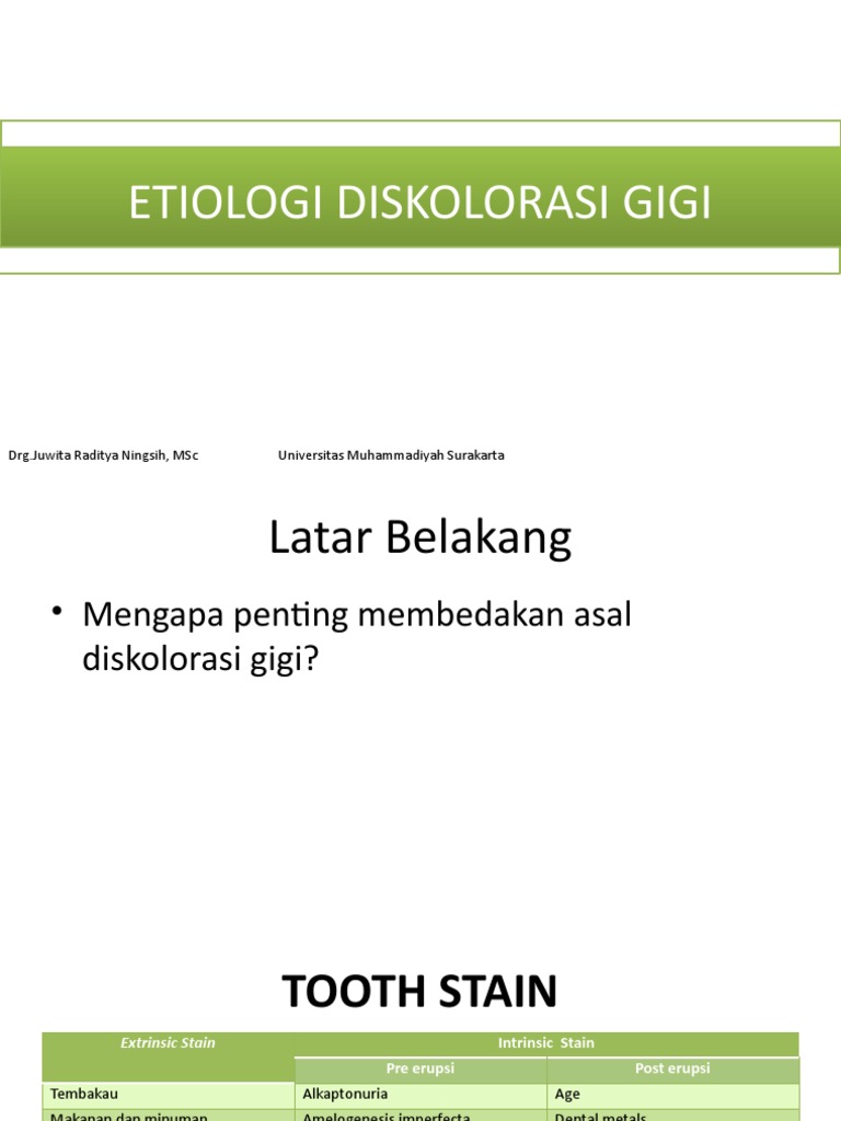 Etiologi Diskolorasi Gigi | PDF