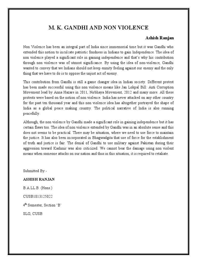 Gandhi's Non-Violence in Indian Society | PDF