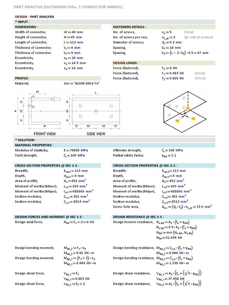 Mullion-Transom Connector Analysis | PDF | Screw | Civil Engineering