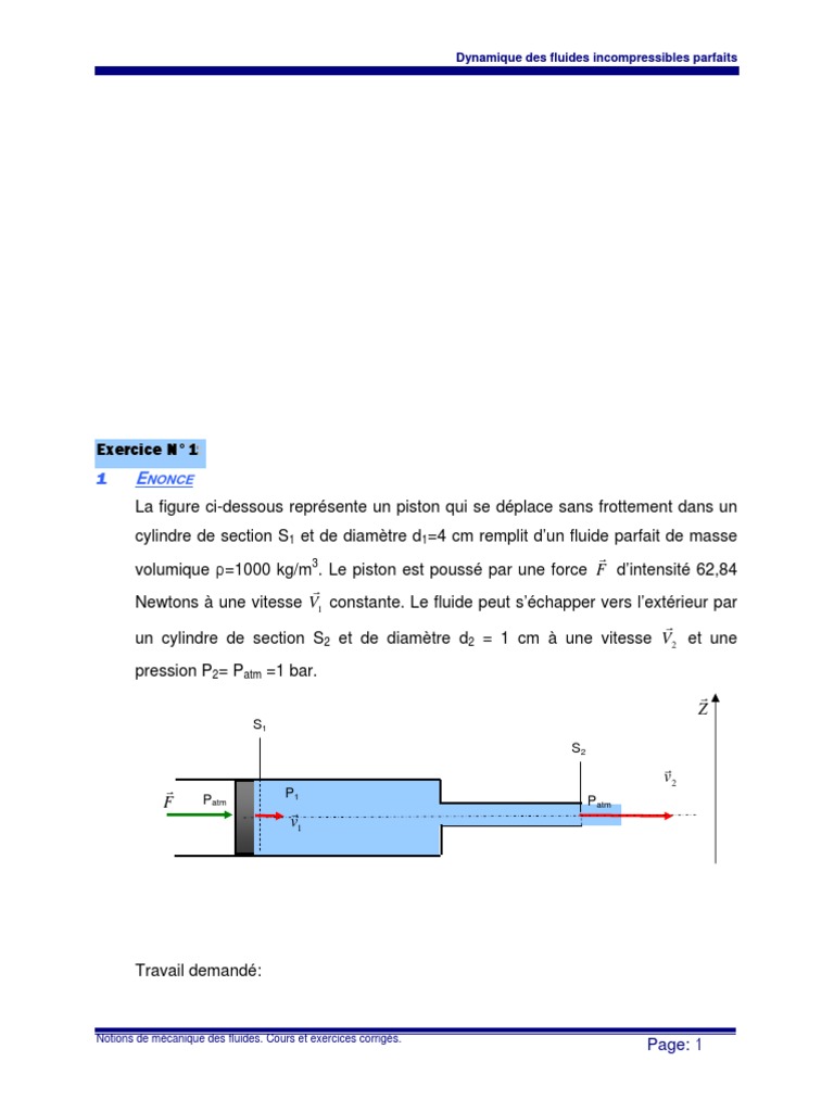 Dynamique des Fluides Incompressibles | PDF | Pression | Dynamique des ...
