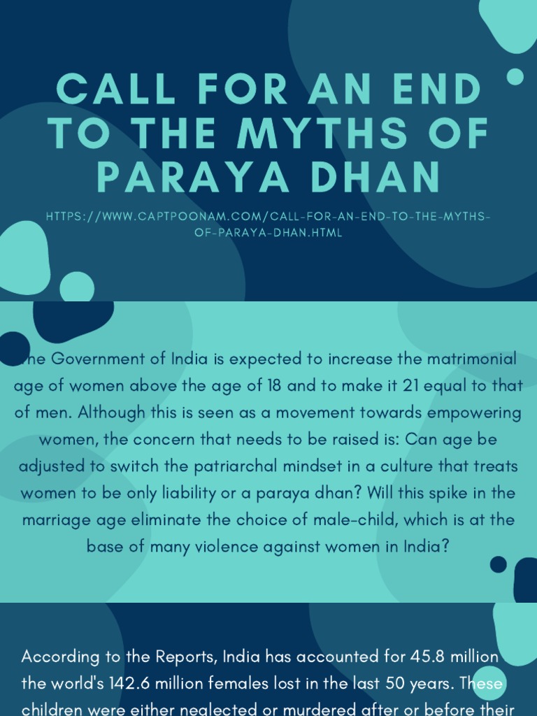 Call For An End To The Myths of Paraya Dhan - Captpoonam | PDF ...