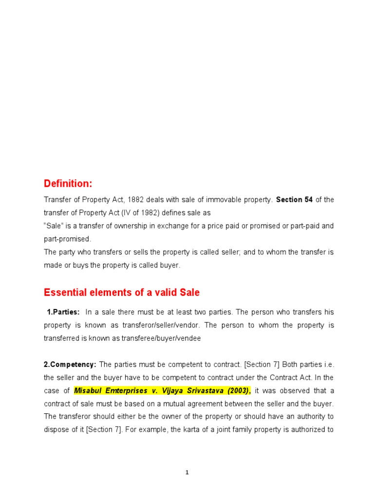 Sale of Immovable Property Assignment | PDF | Deed | Conveyancing