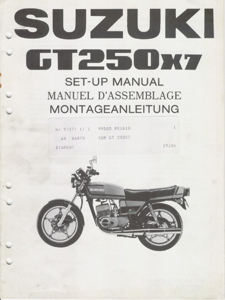 Suzuki GT250X7 Set-Up Manual | PDF