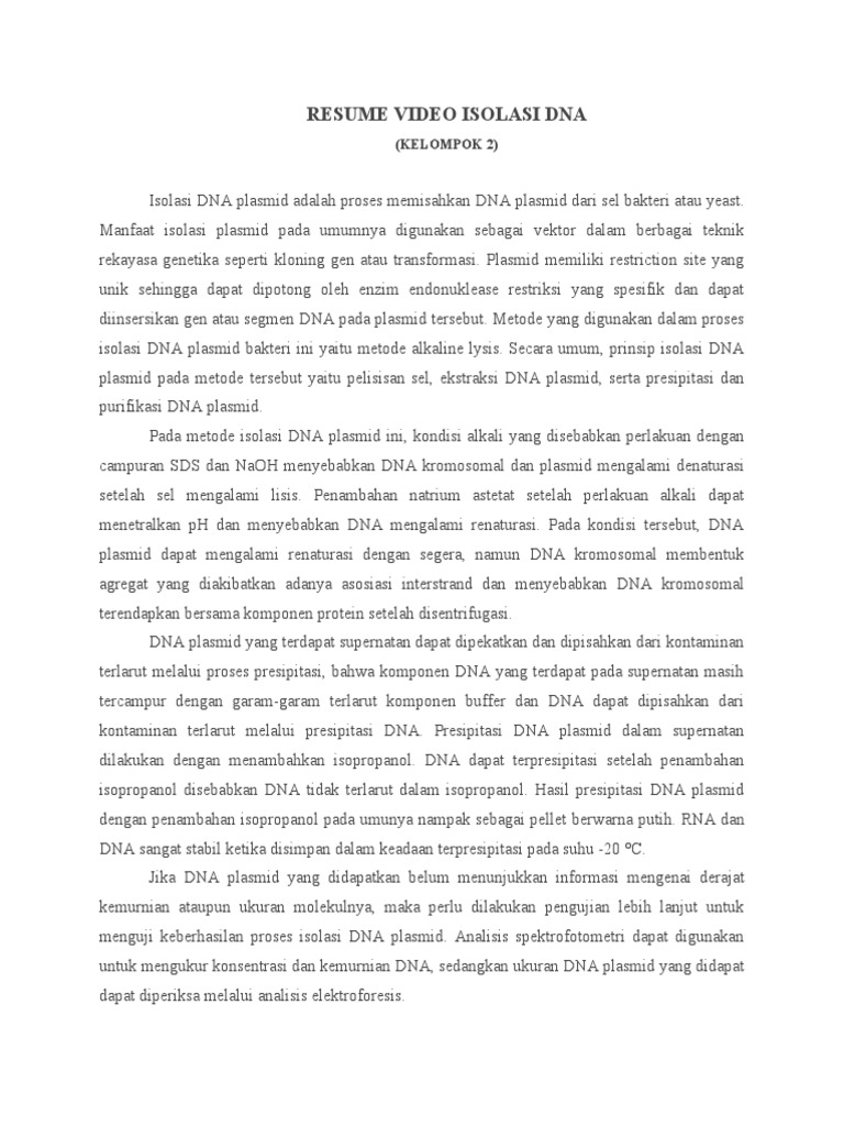 Proses Isolasi DNA Plasmid Bakteri | PDF