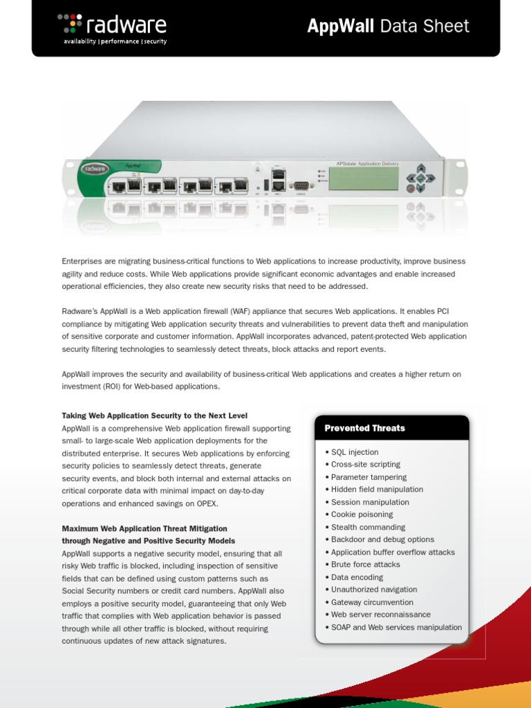 Appwall Data Sheet Taking Web Application Security To The Next Level Pdf World Wide Web 