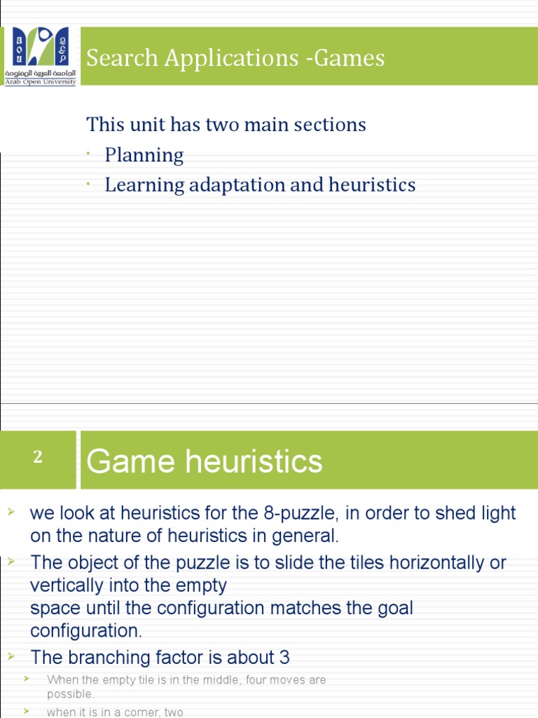 Heuristics for Solving the 8-Puzzle Game | PDF | Mathematical Logic ...