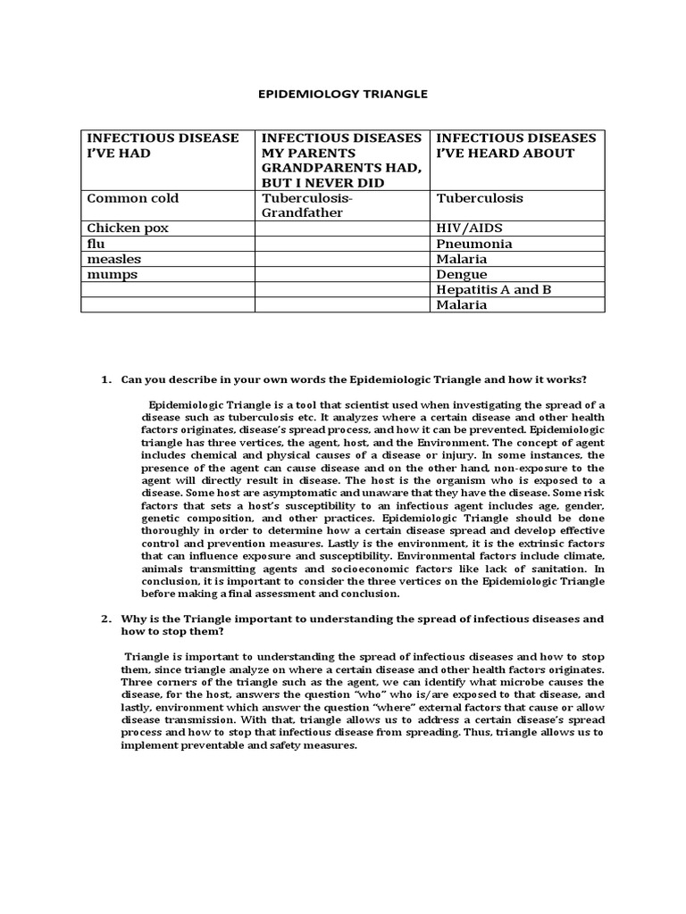 Epidemiology Triangle | PDF | Infection | Epidemiology