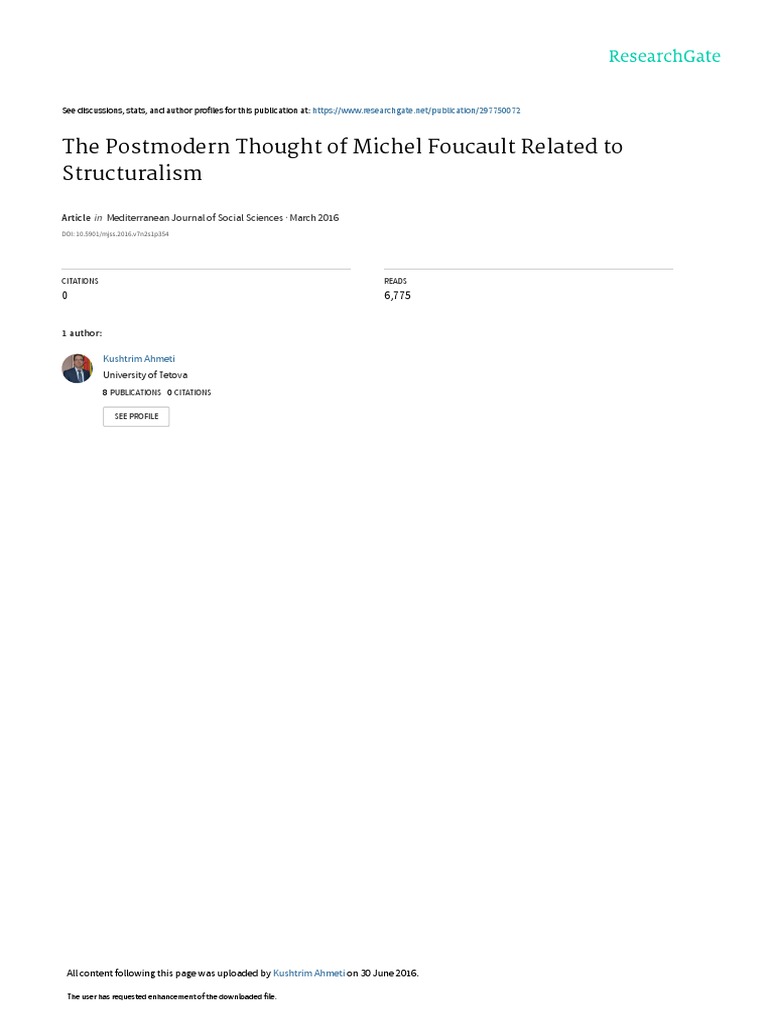 The Postmodern Thought of Michel Foucault Related | PDF | Postmodernism ...