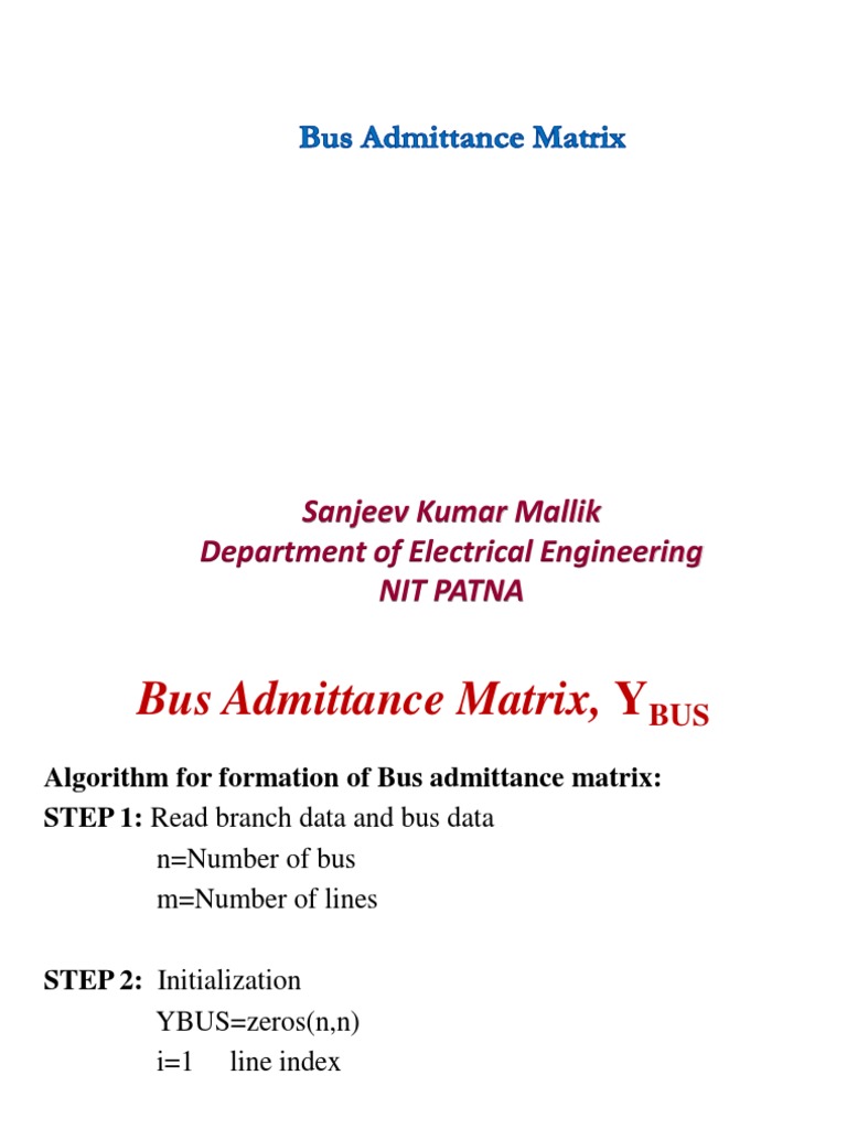 Bus Admittance Matrix | PDF
