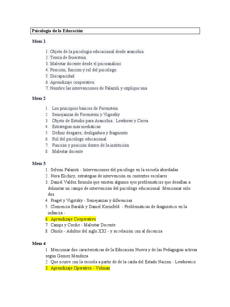 Preguntas de Finales de Psico de La Educ 1 2 | PDF | Psicología Educacional | Sicología