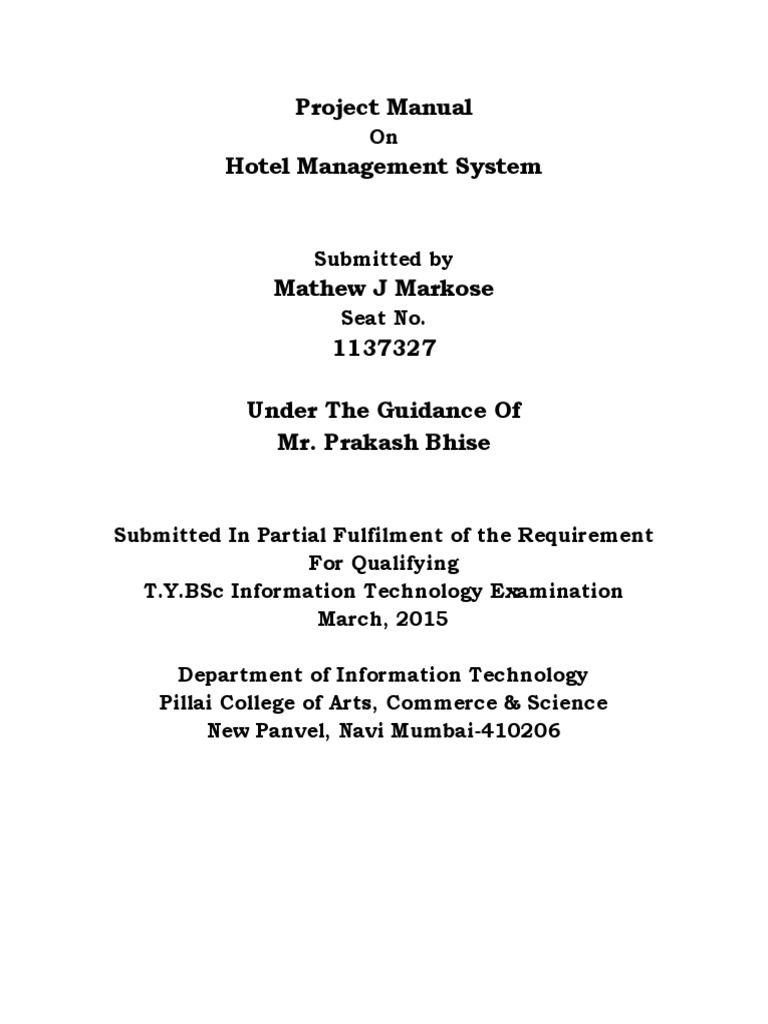 User Manual - Hotel Management System | PDF