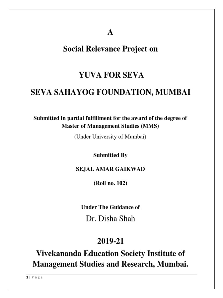 REVISED Yuva For Seva Project | PDF | Wash | Sustainability
