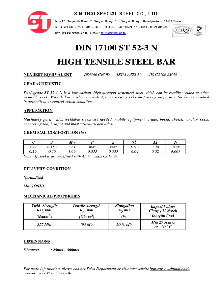 ST 52-3 N Steel Composition & Properties | PDF