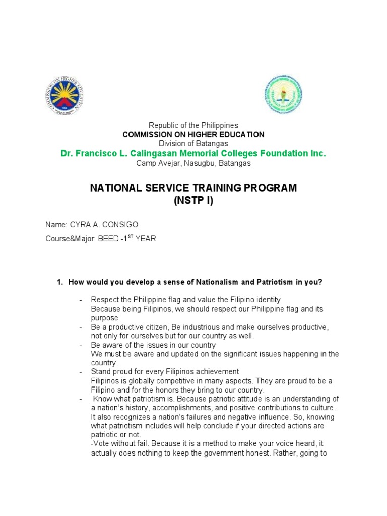National Service Training Program (NSTP I) : Dr. Francisco L ...