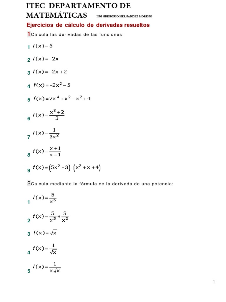 Ejercicios Resueltos de Derivadas | PDF