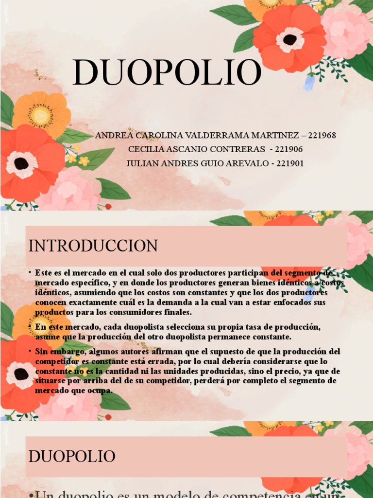 Duopolio Exposicion | PDF | Precios | Mercado (economía)