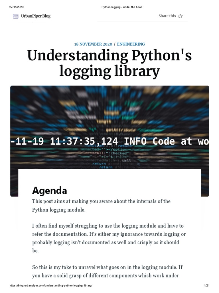 Python Logging - Under The Hood | PDF | User (Computing) | Logging