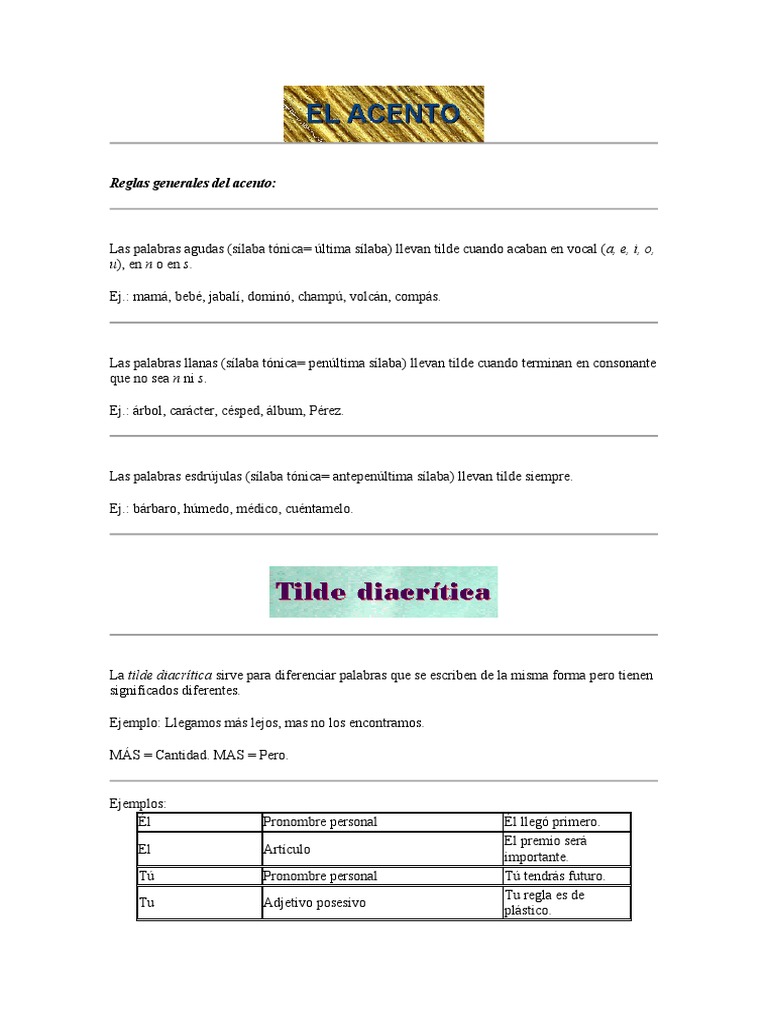 Reglas Generales Del Acento | PDF | Tipología Lingüística | Fonética