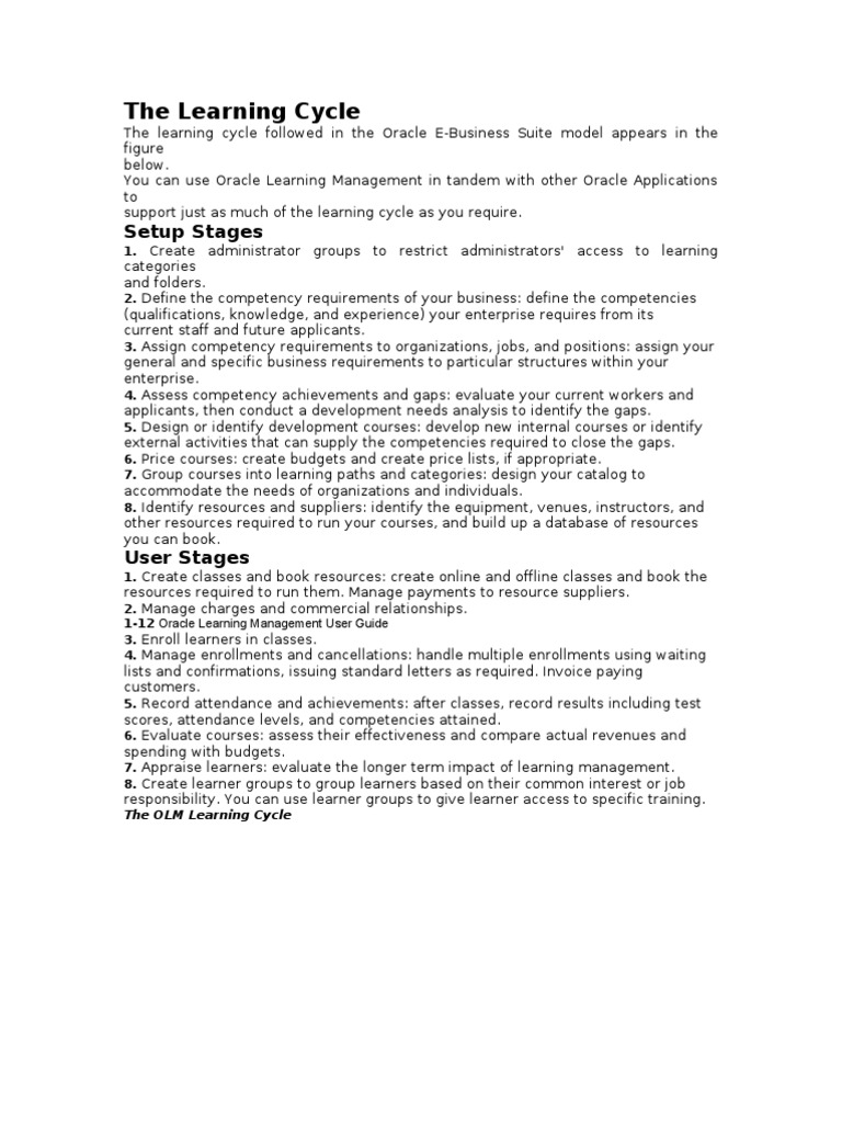 Oracle Learning Management Cycle Guide | PDF | Competence (Human ...