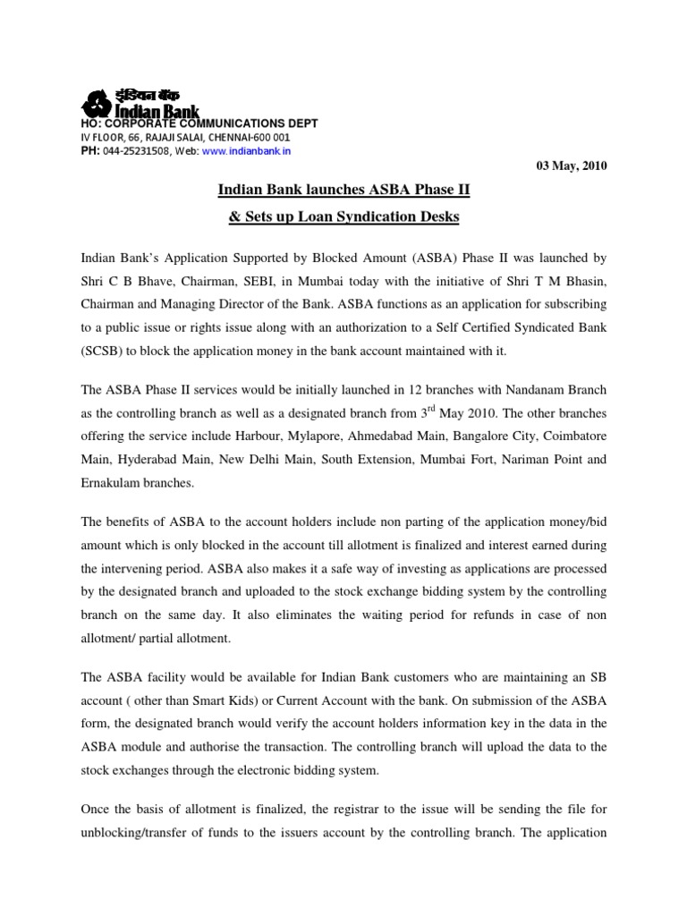 Press Asba Lonsyndi 03052010 | PDF | Syndicated Loan | Banks