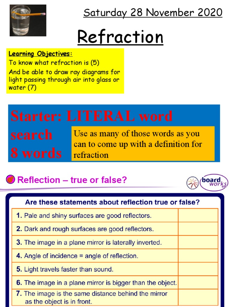 Refraction: Starter: LITERAL Word Search 8 Words | PDF | Refraction ...