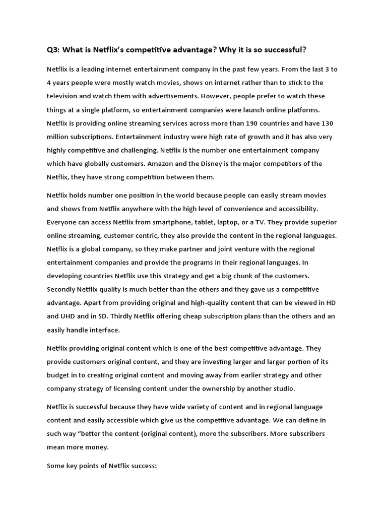 Q3: What Is Netflix's Competitive Advantage? Why It Is So Successful ...