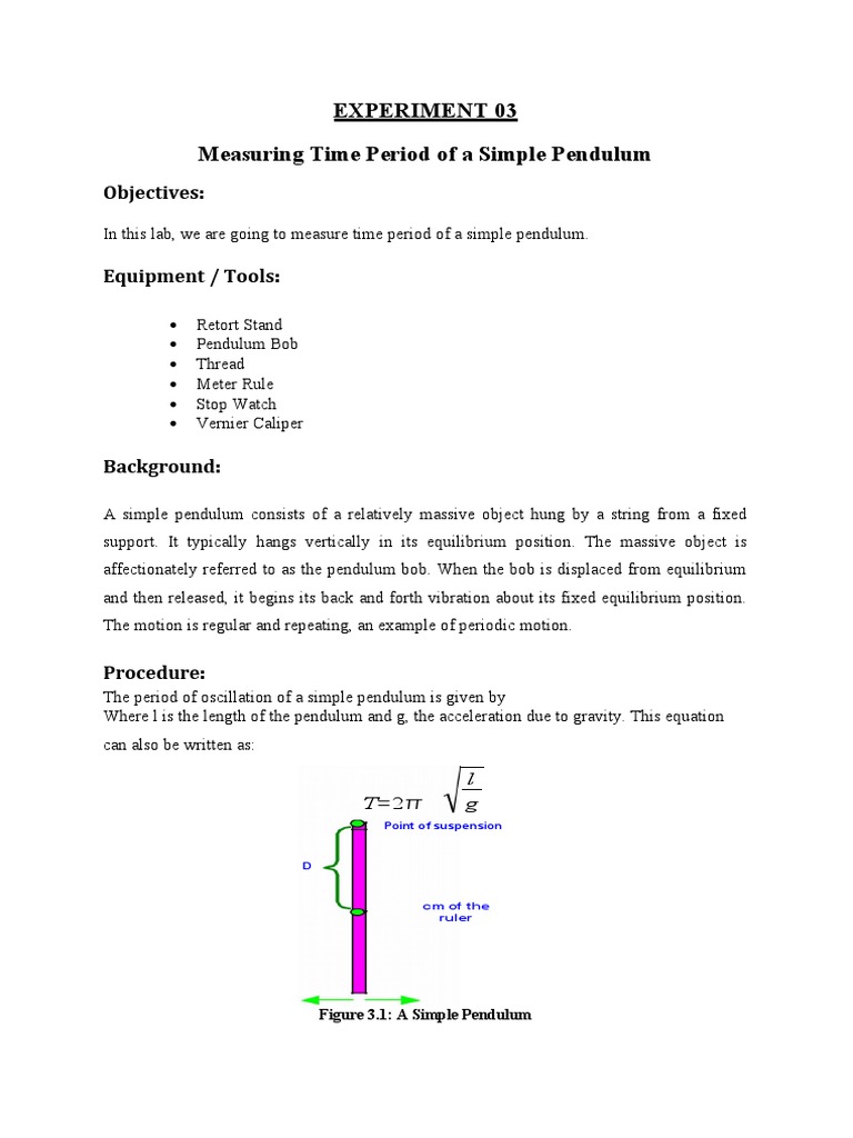 AP - Lab 03 - Measuring Time Period of Simple Pendulum | PDF
