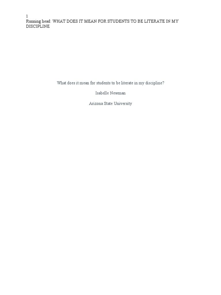 Student Literacy Discipline Reflection | PDF | Literacy | Reading ...