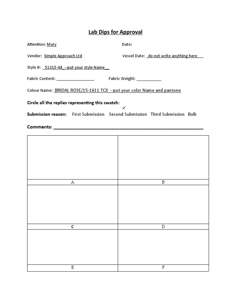 Lab Dips For Approval | PDF