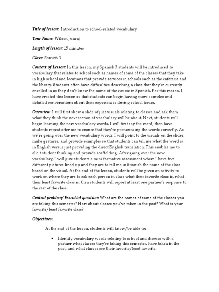 Micro-Teaching Lesson Plan | PDF | Vocabulary | Communication